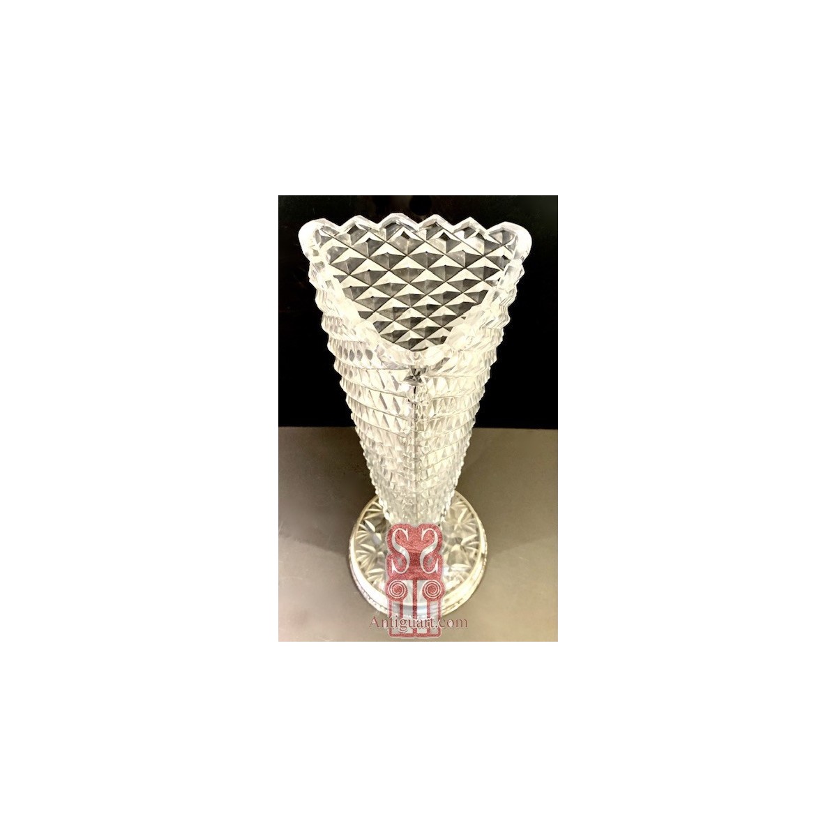 Triangular glass vase mid-20th
