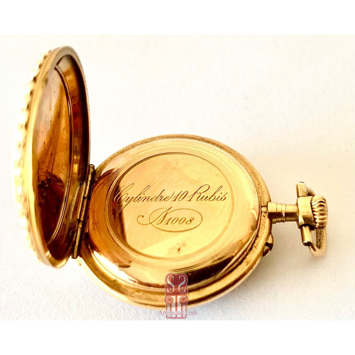 Reloj de bolsillo de oro 18K, Suizo, siglo XIX.