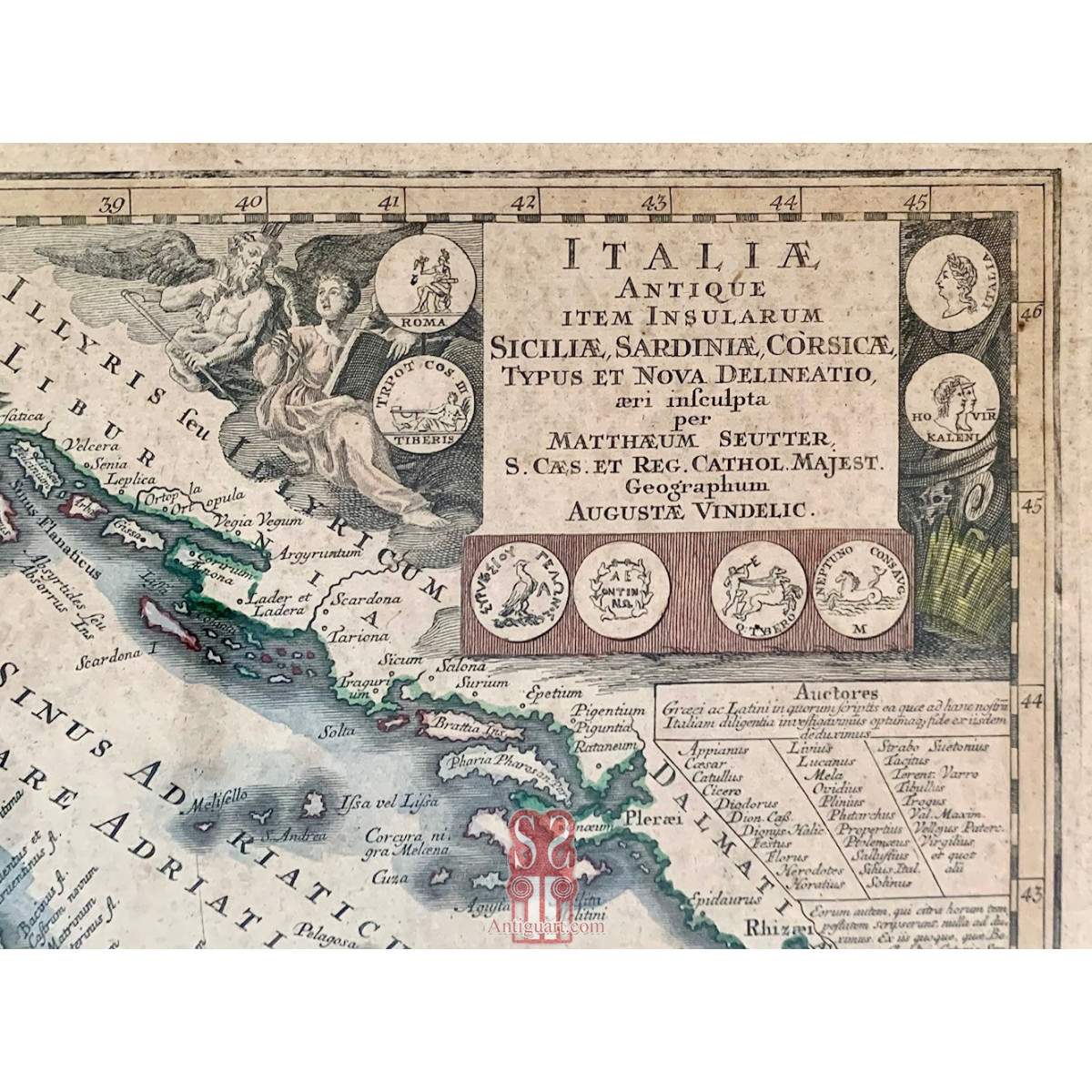 Mapa geografico de Italia del siglo XVIII cartografo Matthäus Seutter